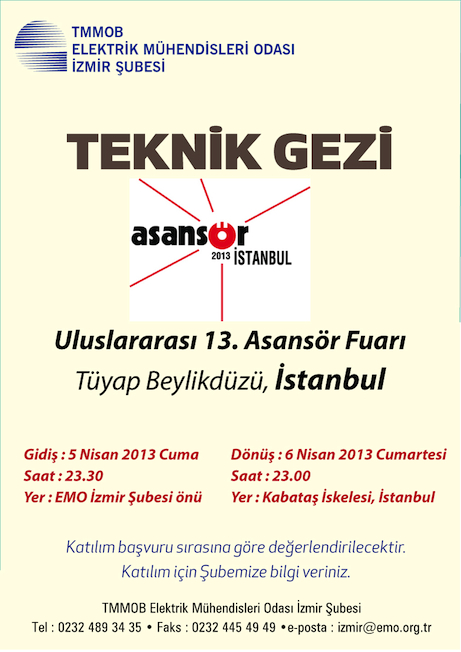 EMO - TEKNİK GEZİ : ULUSLARARASI 13. ASANSÖR FUARI