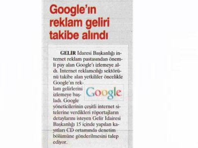 EMO - GOOGLE'IN REKLAM GELİRİ TAKİBE ALINDI (SABAH)