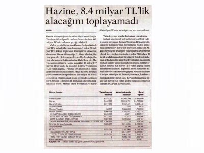 EMO - HAZİNE, 8.4 MİLYAR TL'LİK ALACAĞINI TOPLAYAMADI (DÜNYA)