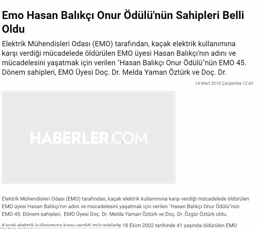 EMO - EMO HASAN BALIKÇI ONUR ÖDÜLÜ`NÜN SAHİPLERİ BELLİ OLDU (HABERLER ...