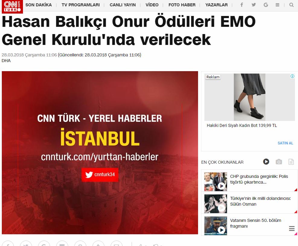 EMO - HASAN BALIKÇI ONUR ÖDÜLLERİ EMO GENEL KURULU`NDA VERİLECEK ...