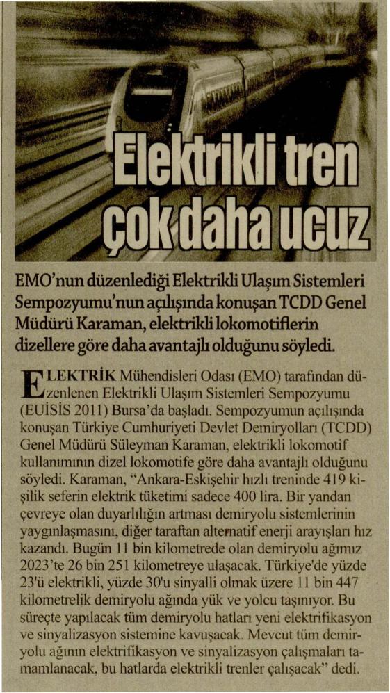 EMO - ELEKTRİKLİ TREN ÇOK DAHA UCUZ (BURSA GERÇEK)