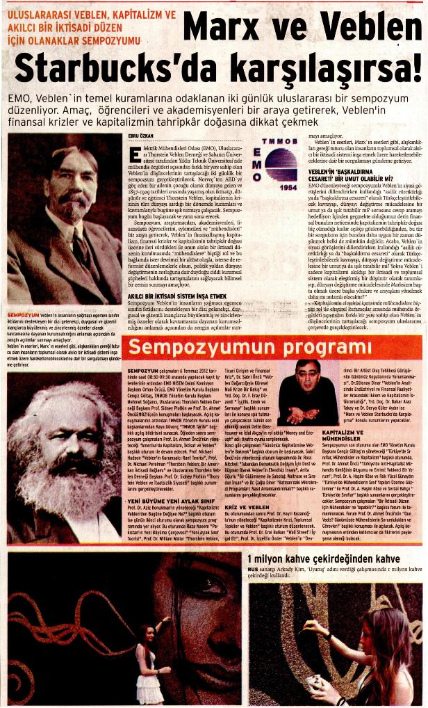 EMO - MARX VE VEBLEN STARBUCKS`DA KARŞILAŞIRSA! (BİRGÜN)