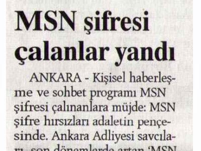 EMO - MSN ŞİFRESİ ÇALANLAR YANDI (RADİKAL, 11.06.2007)