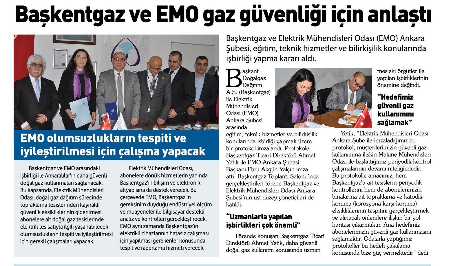 EMO - BAŞKENTGAZ VE EMO GAZ GÜVENLİĞİ İÇİN ANLAŞTI (GAS&POWER, 31.1.2015)